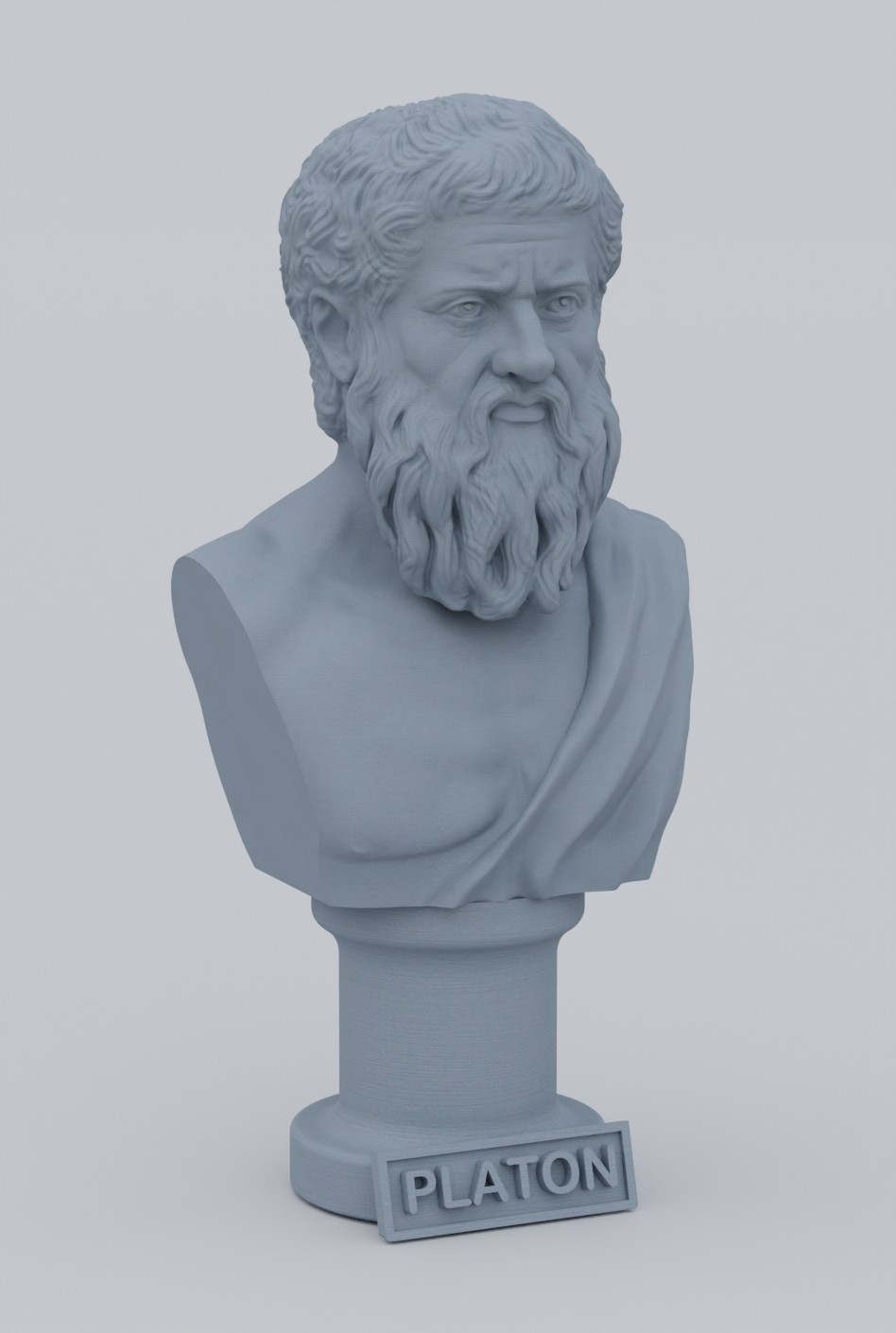 Platon - Gråstein 12 cm høy byste på søyle - Bokhyllekunst